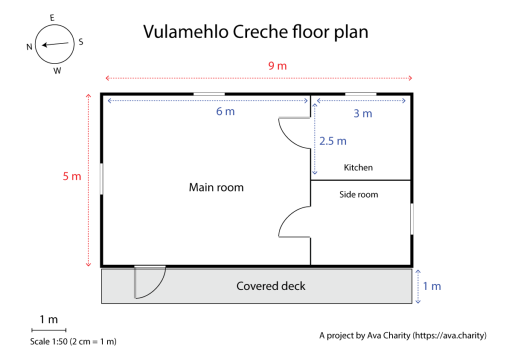 Draft floorplan for the Vulamehlo creche – Ava Charity